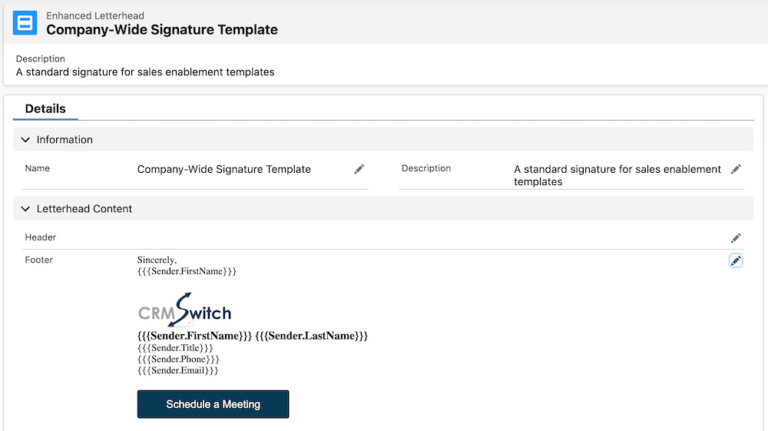 Salesforce Enhanced Letterhead Footer Signature - CRM Switch